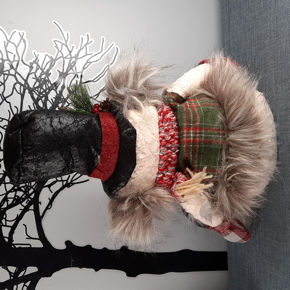 Oak Street | Holiday | Plush Fabric Snowman Faux Fur Ear Muffs Accents ...